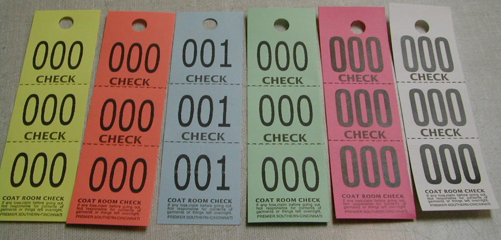 Coat Room Checks - Superior Equipment & Supply