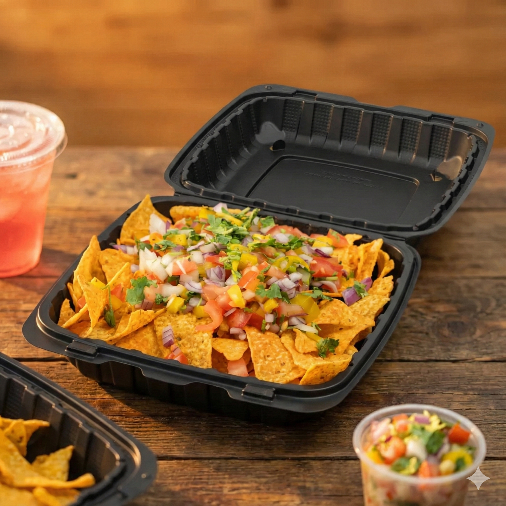 Mineral-Filled 1 Comp Hinged Take-Out Container Black 9" x 9" - 120/Ca ...